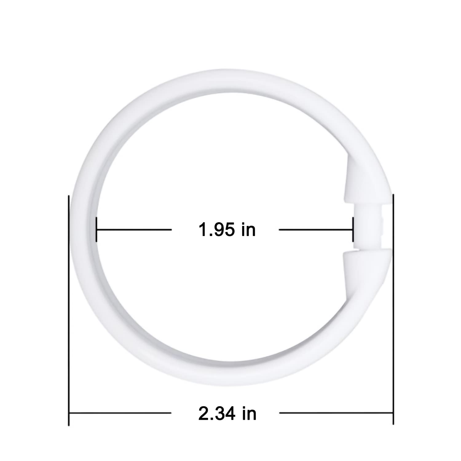 Kutesna 12 PCS White Plastic Shower Curtain Rings, Easy Snap Closure Shower Curtain