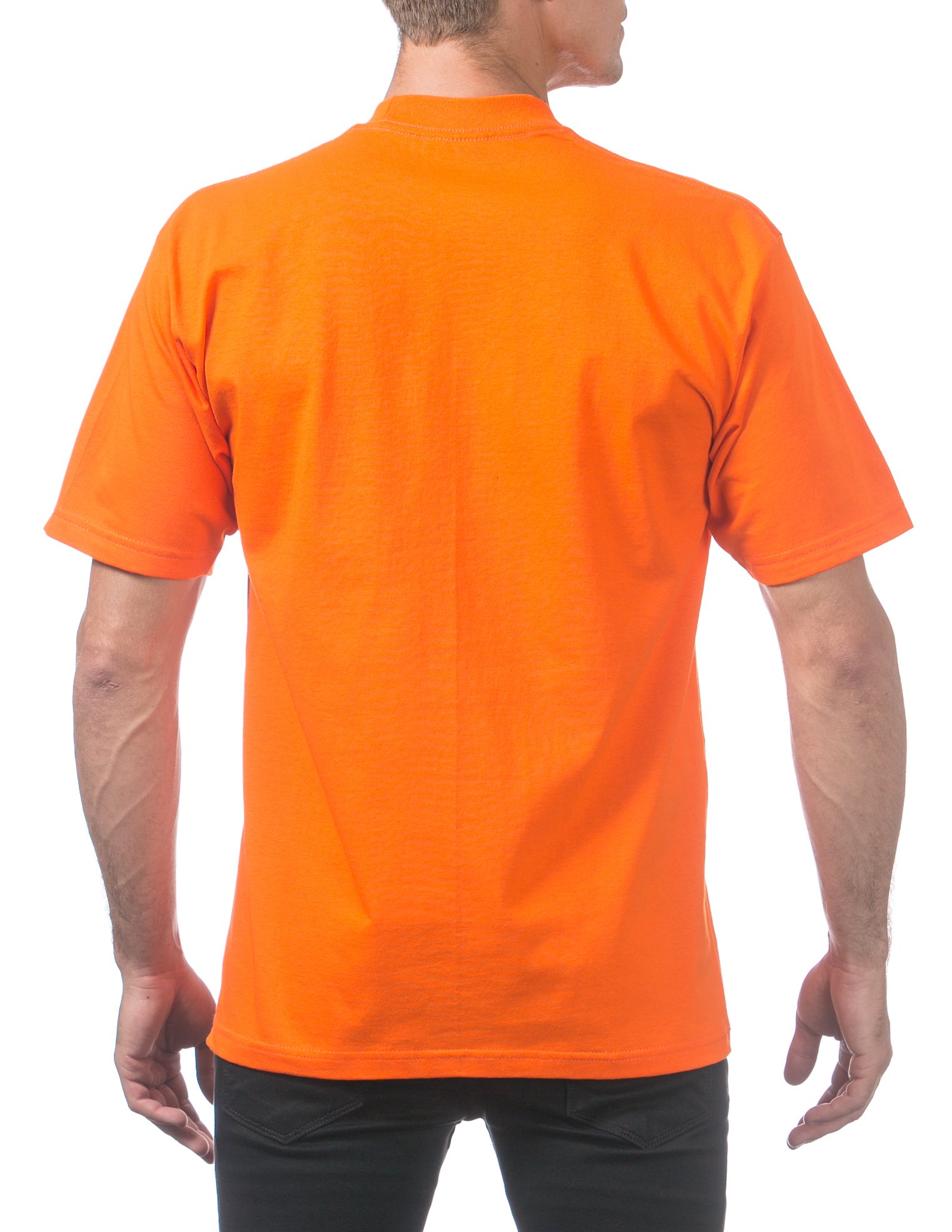 Pro Club Men's Heavyweight Cotton Short Sleeve Crew Neck T-Shirt, Orange Tang, 3X-Large