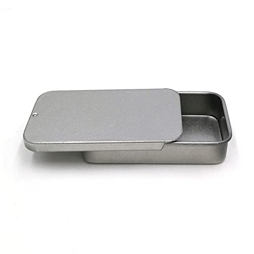 FSYEEL 6 Pieces Mini Metal Slide Top Tin Containers Rectangular Empty Hinged Tins Box, Portable Case for Soap Box Small Storage Kit for Pills Candies and Bead Crafts Storage Home Organizer
