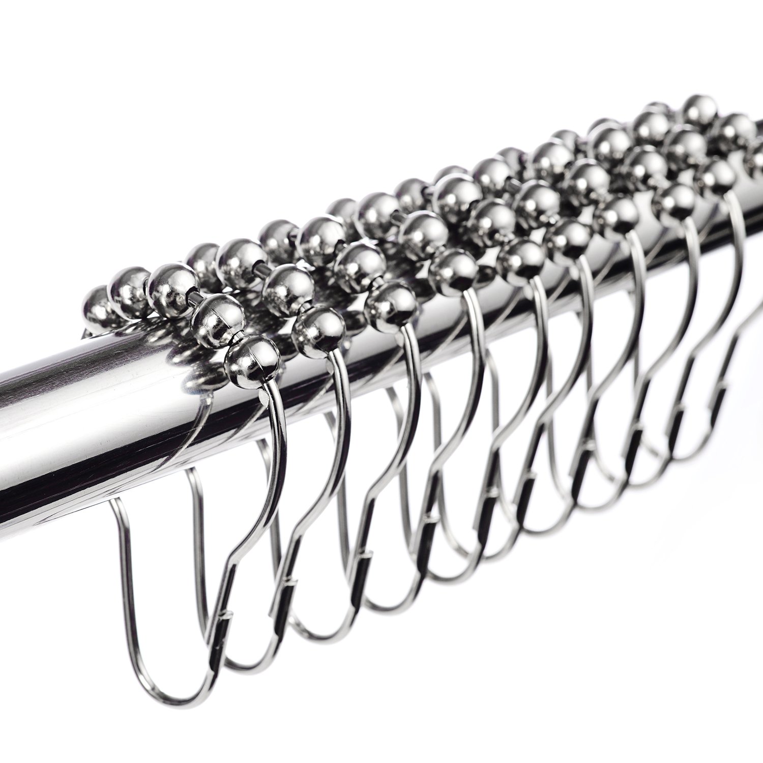 LIHAO 12 Piece Set Rustproof Stainless Steel Shower Curtain Rings Hooks for Bathroom Shower Rod