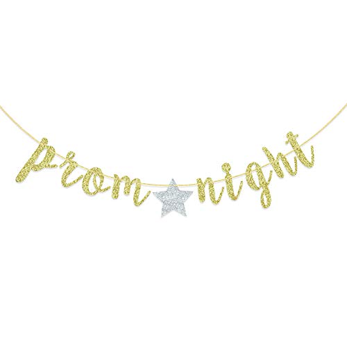 Prom Night Banner, Gold Glitter High School Prom Letter Banner, Prom Photo Prop, Prom, Graduation, Birthday Decoration (Gold)