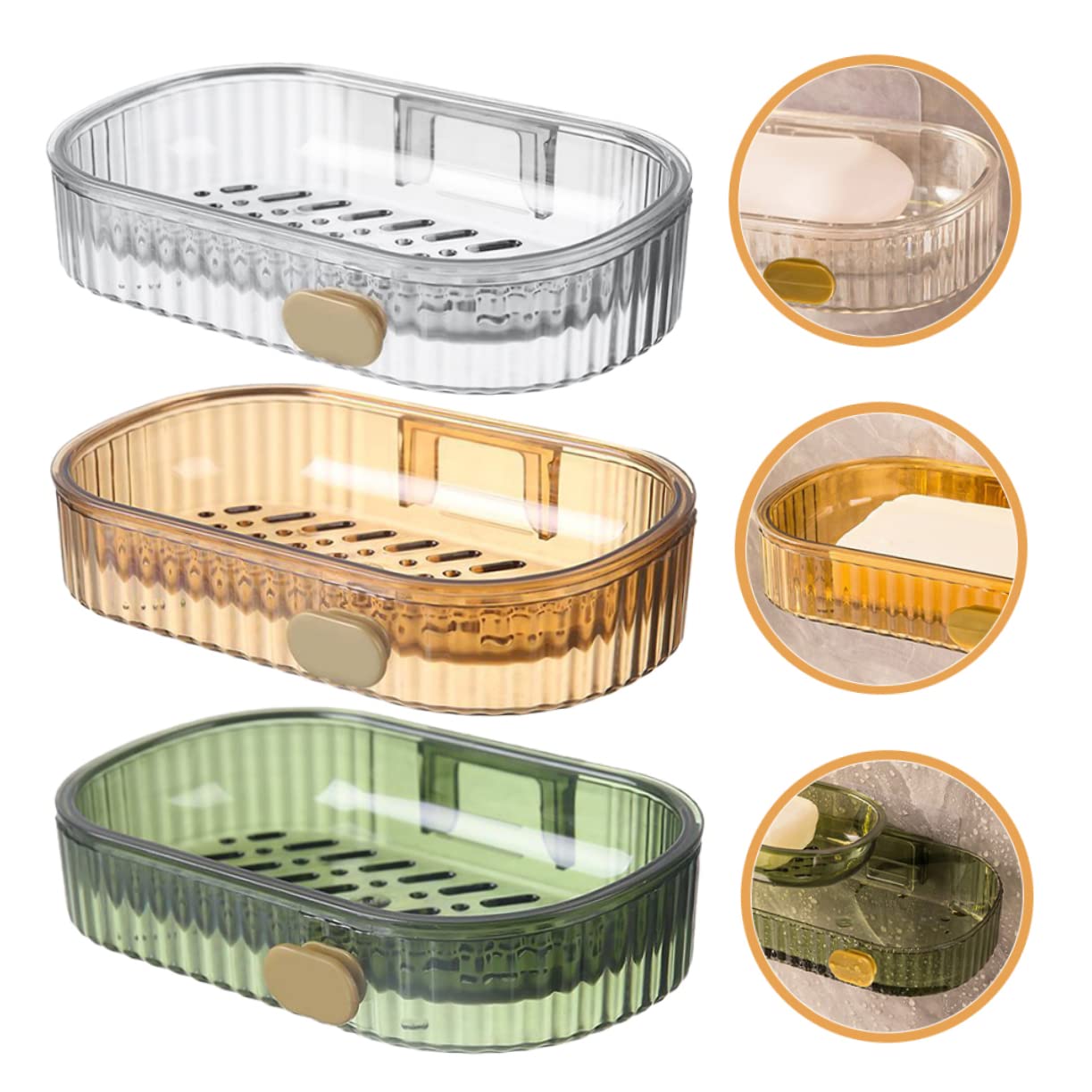 Luxshiny Wall-Mounted Soap Bar Holder for Bathroom Detachable Soap Box Drain Design Easy Install Non-Punching Soap Rack