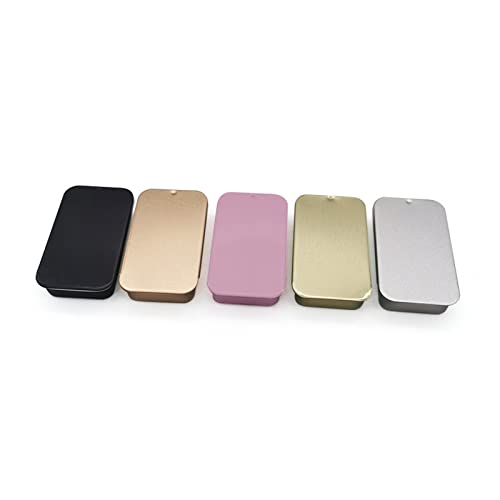 FSYEEL 6 Pieces Mini Metal Slide Top Tin Containers Rectangular Empty Hinged Tins Box, Portable Case for Soap Box Small Storage Kit for Pills Candies and Bead Crafts Storage Home Organizer