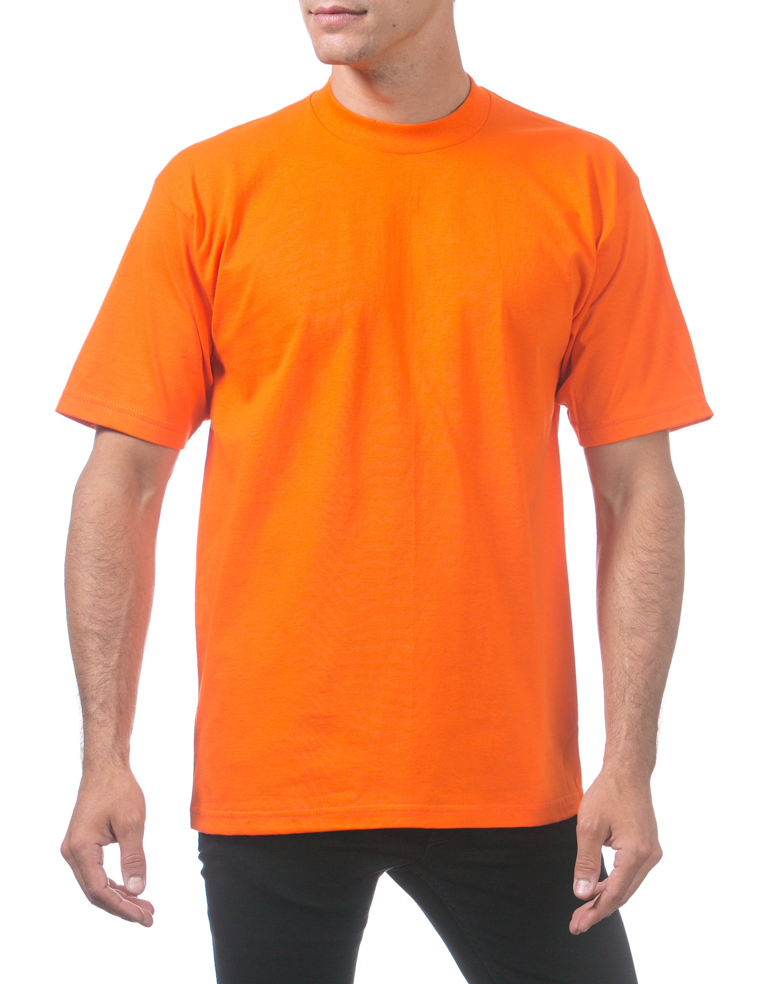 Pro Club Men's Heavyweight Cotton Short Sleeve Crew Neck T-Shirt, Orange Tang, 3X-Large
