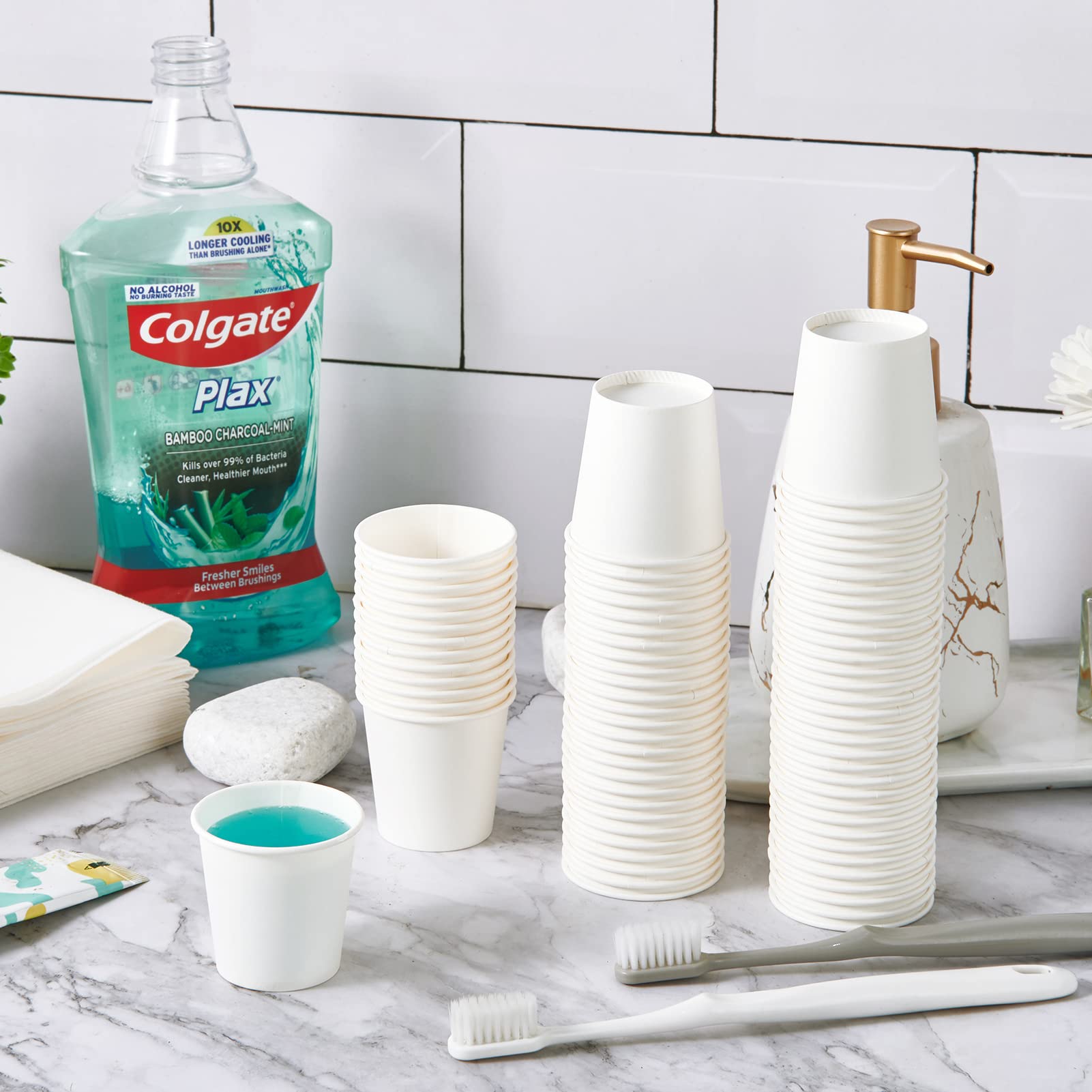 JOLLY PARTY 2 oz Bathroom Cups, 360 Pack Small Paper Cups, White Mouthwash Cups, Disposable Mini Espresso Paper Cups, Paper Sampling Cup
