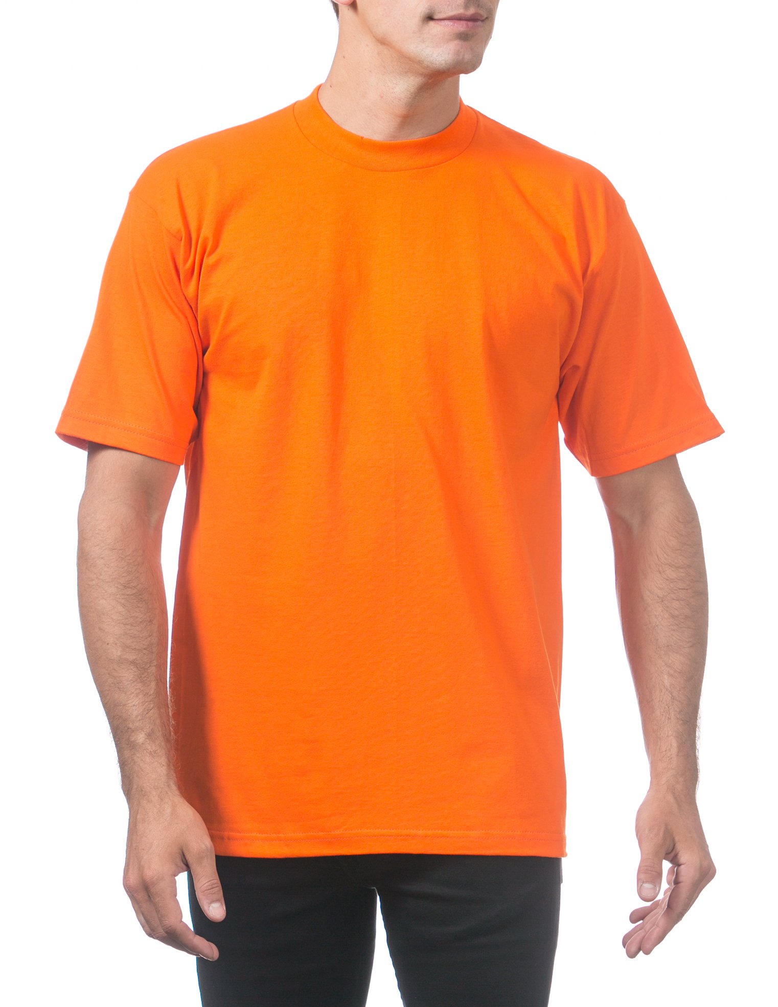 Pro Club Men's Heavyweight Cotton Short Sleeve Crew Neck T-Shirt, Orange Tang, 3X-Large