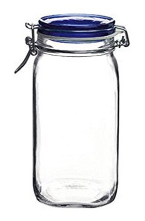 Bormioli Rocco Fido Square Jaw with Blue Lid, 50-3/4-Ounce