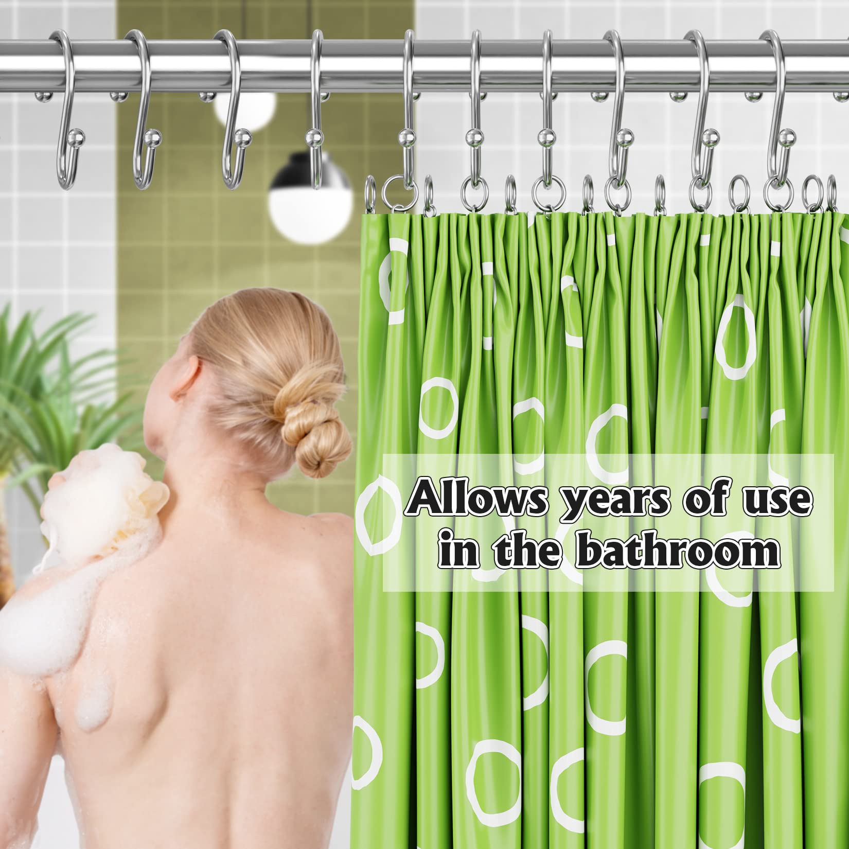 VNDUEEY 15 PCS Silver Shower Curtain Hooks Metal Shower Curtain Rings Shower Hooks, Ornament Hooks for Christmas, S Hooks for Hanging Christmas Stocking, Kitchen S Hooks for Mugs, Pots