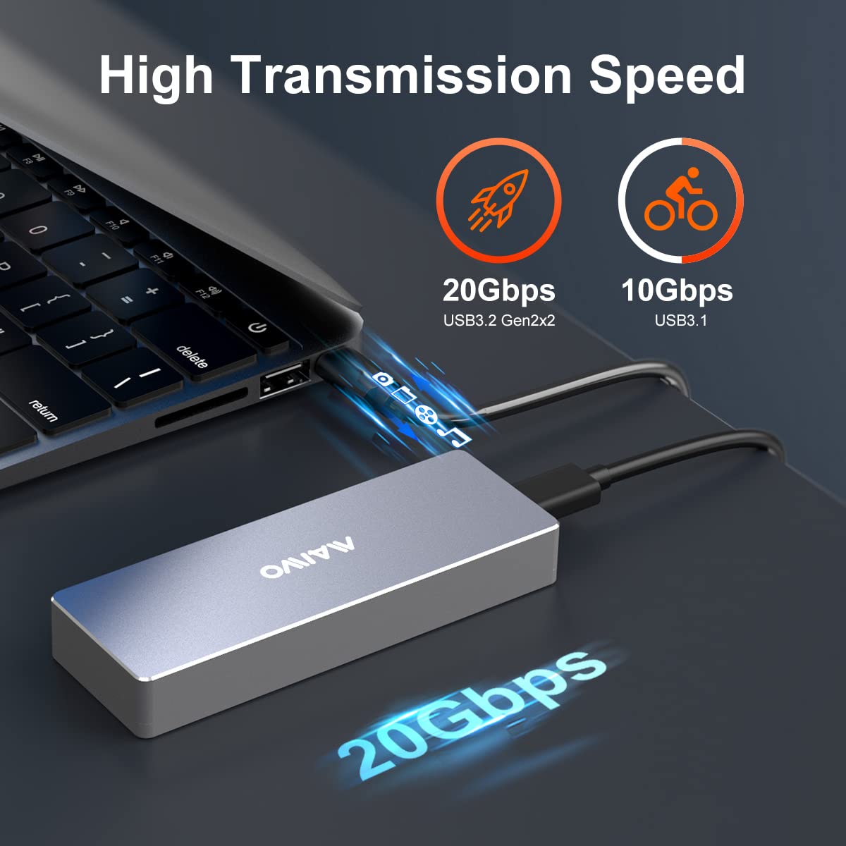 MAIWO MacBook SSD Enclosure, 12+16 PIN AHCI SSD to Type-C Adapter, USB3.2 GEN2x2 20Gbps, for 2013-2017 MacBook Pro Retina/Air/Mac Mini/Pro Apple Flash SSD