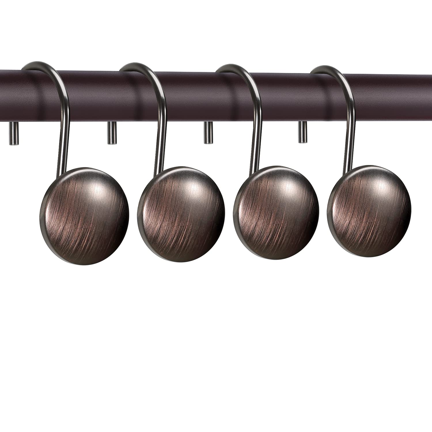 CHICTIE Bronze Shower Curtain Hooks Rings,Oil Rubbed Metal Rust Resistant Decorative Shower Curtain Hooks,Set of 12 Farmhouse Style Shower Rings Hangers for Bathroom