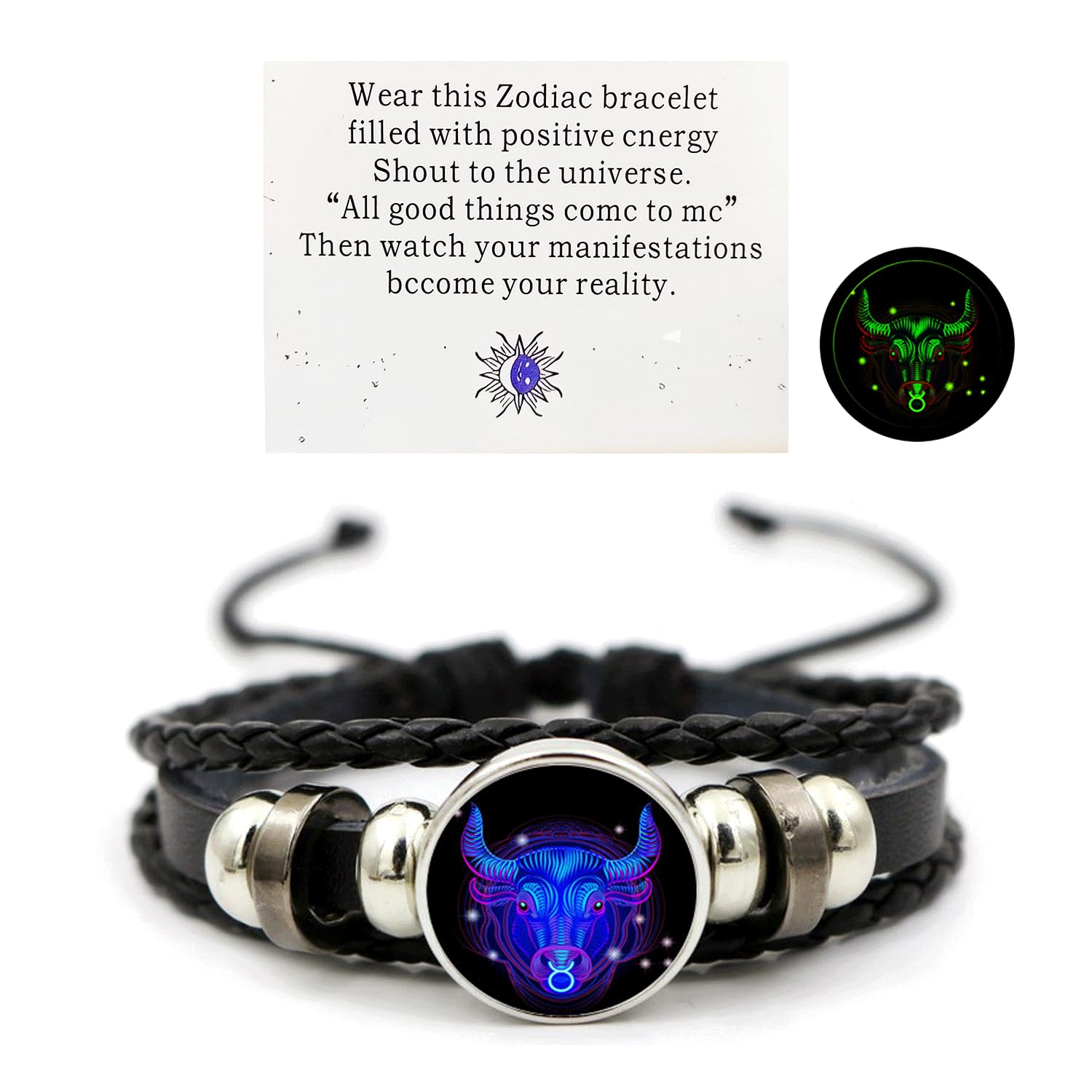NORLSO Vintage Zodiac Constellation Bracelets Zodiac Guardian Bracelet Black Leather Bracelet Adjustable Handmade Woven Bracelet Birthday Jewelry for Women