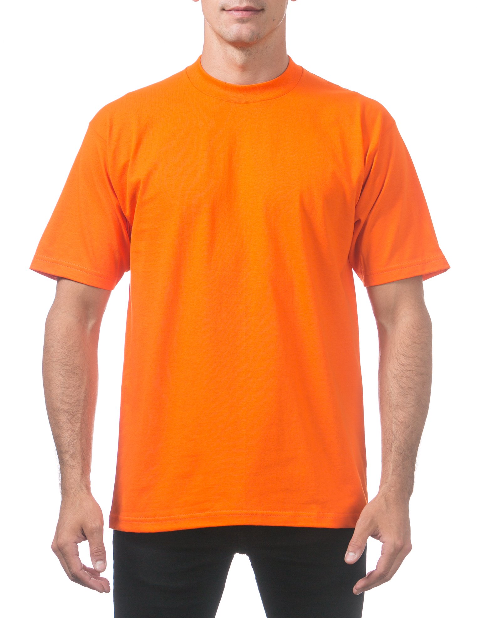 Pro Club Men's Heavyweight Cotton Short Sleeve Crew Neck T-Shirt, Orange Tang, 3X-Large