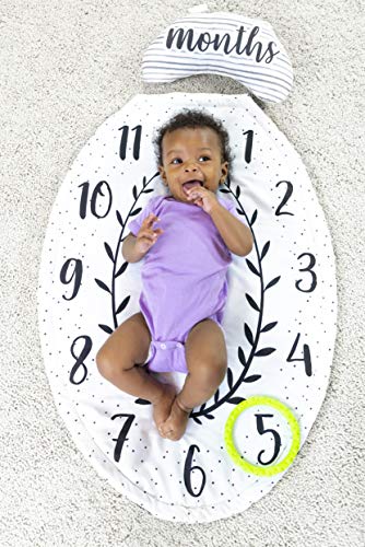 Sassy Tummy Time Play Mat with Large Mirror, Cushioned, Reversible Support Bolster, and Teething Ring, Age 0+
