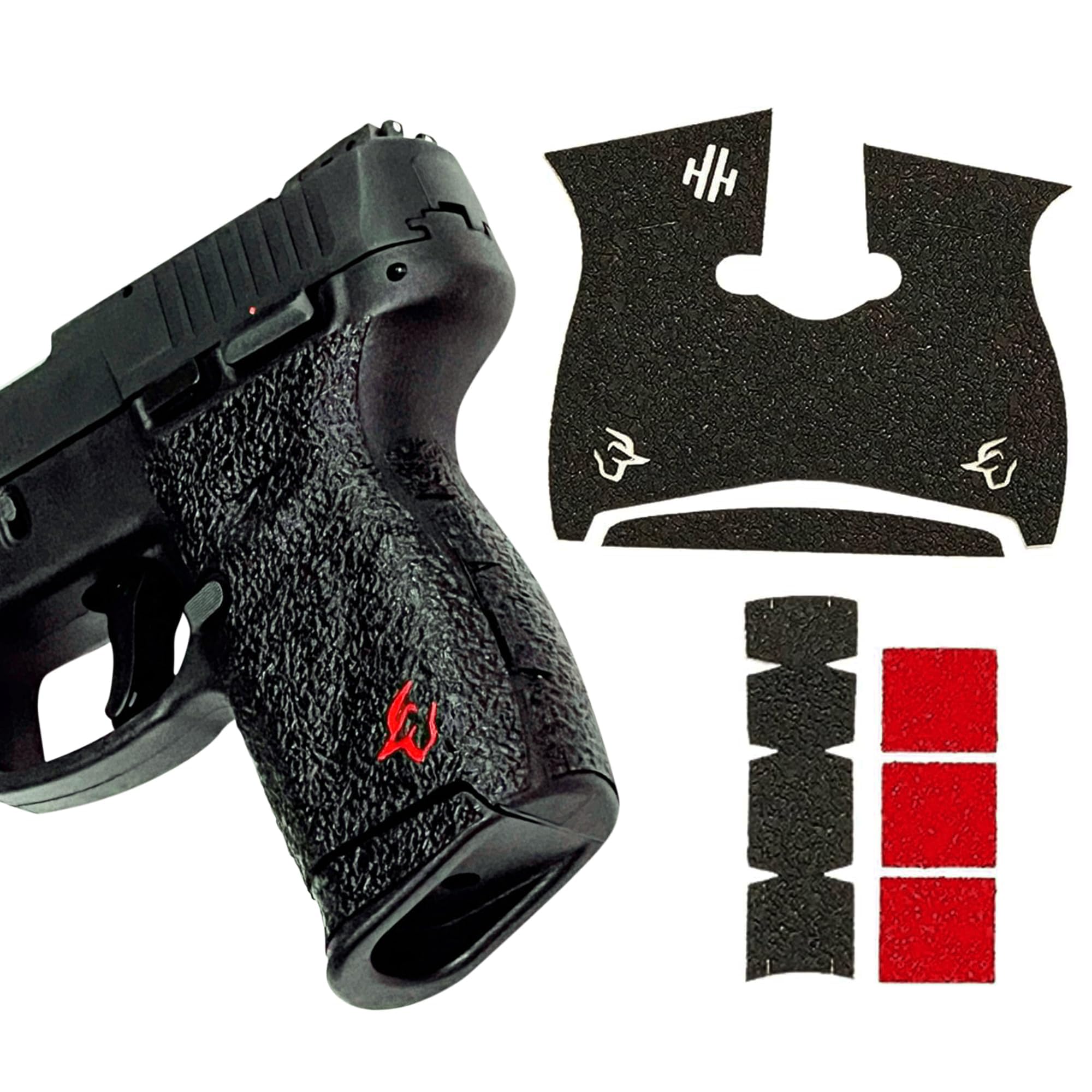 Handleitgrips Gun Grip Tape Compatible with Taurus G2C | Black Textured Rubber Pistol Grip Tape with Red Insert | Gun Accessories | Veteran Owned