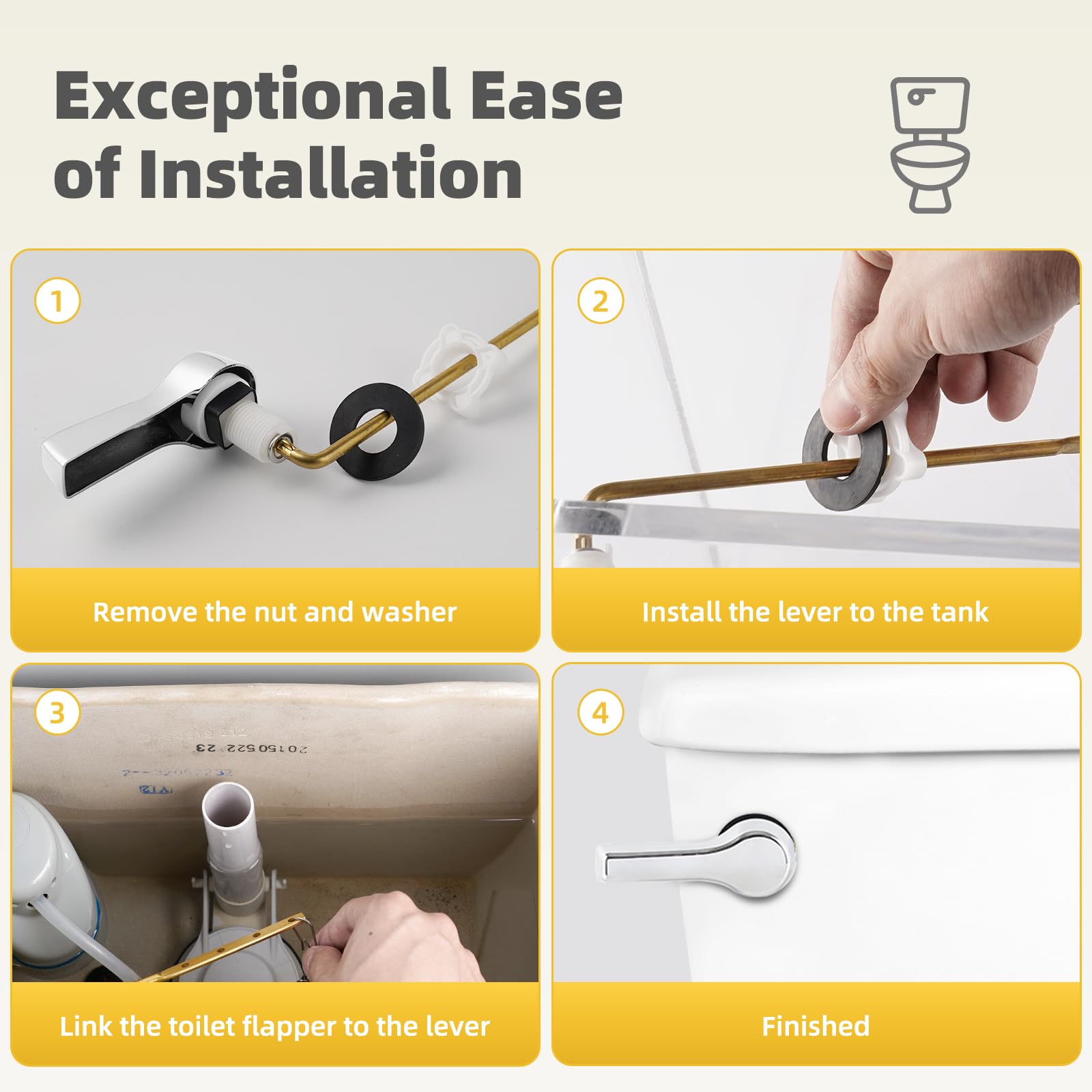 iFealClear Universal Metal Toilet Handle Replacement Kit, Front Mount Toilet Flush Handle Replacement Compatible with Kohler, American Standard, TOTO, Mansfield, Solid Brass, Chrome