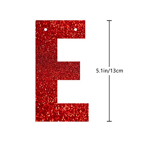 Red 76 Year Loved Banner, Red Glitter Happy 76th Birthday Party Decorations, Supplies