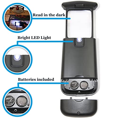 EasY Magnifier Small Pocket Magnifying Glass 3X with LED Light For Reading Fine Print; Mini Lighted Hand Held Acryl Lens; Read Lables In Stores; Magnify Glasses For Close Work;Helpful Gift For Seniors