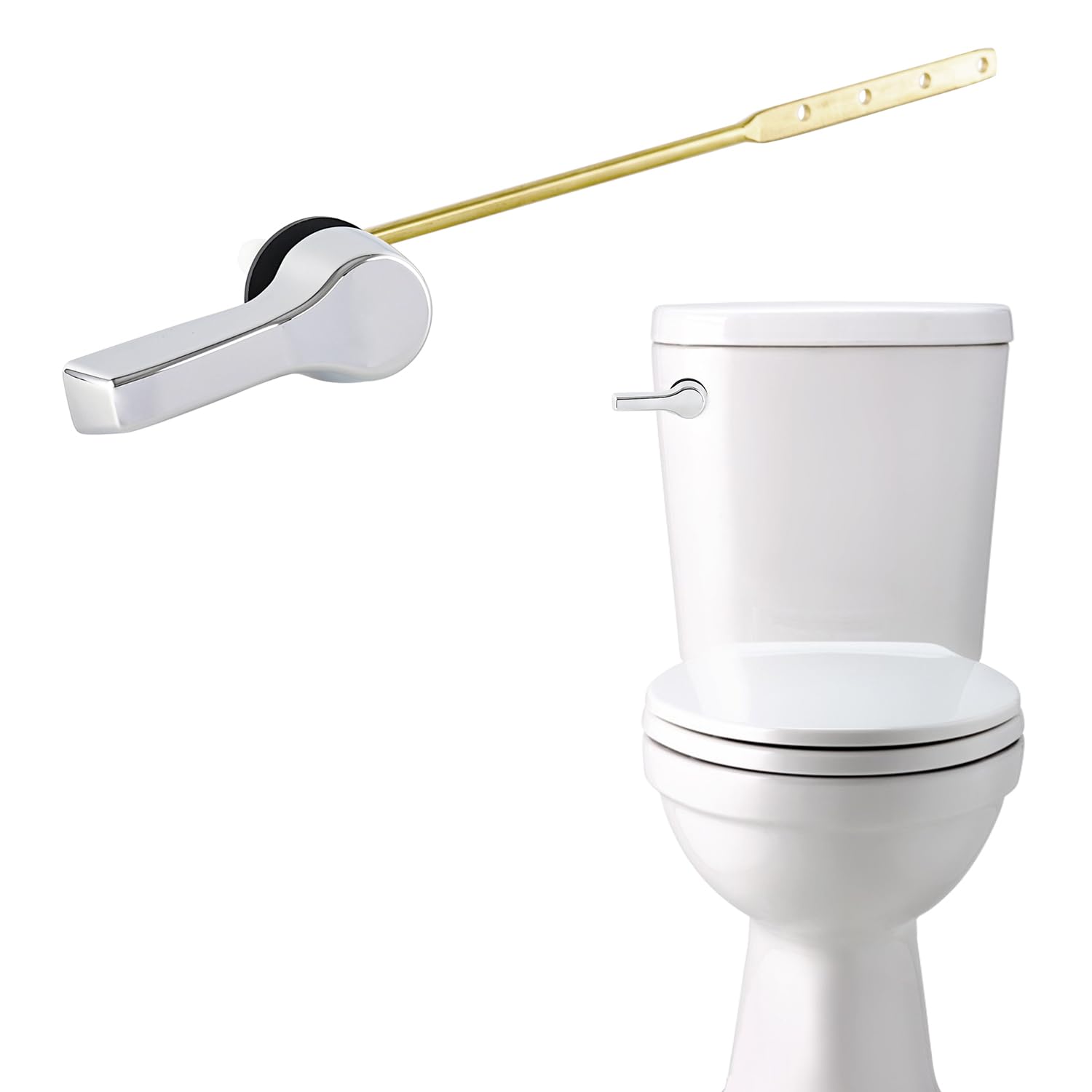 iFealClear Universal Metal Toilet Handle Replacement Kit, Front Mount Toilet Flush Handle Replacement Compatible with Kohler, American Standard, TOTO, Mansfield, Solid Brass, Chrome