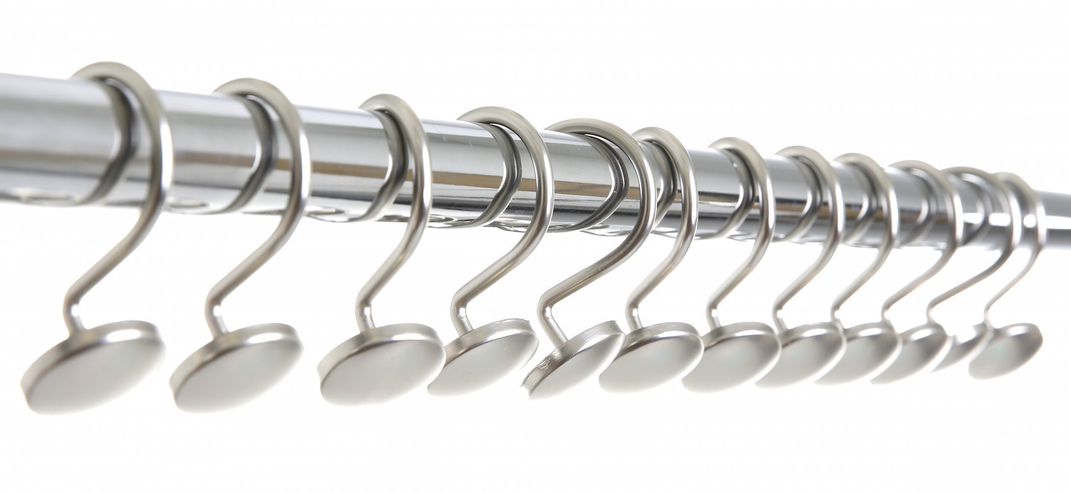 BINO | Shower Curtain Hooks - Brushed Nickel - Set of 12 | Hooks Shower Curtain | Shower Curtain Rings Hooks | Rust Proof Shower Curtain Hooks | Bathroom Shower Hooks For Curtain | Bathroom Essentials