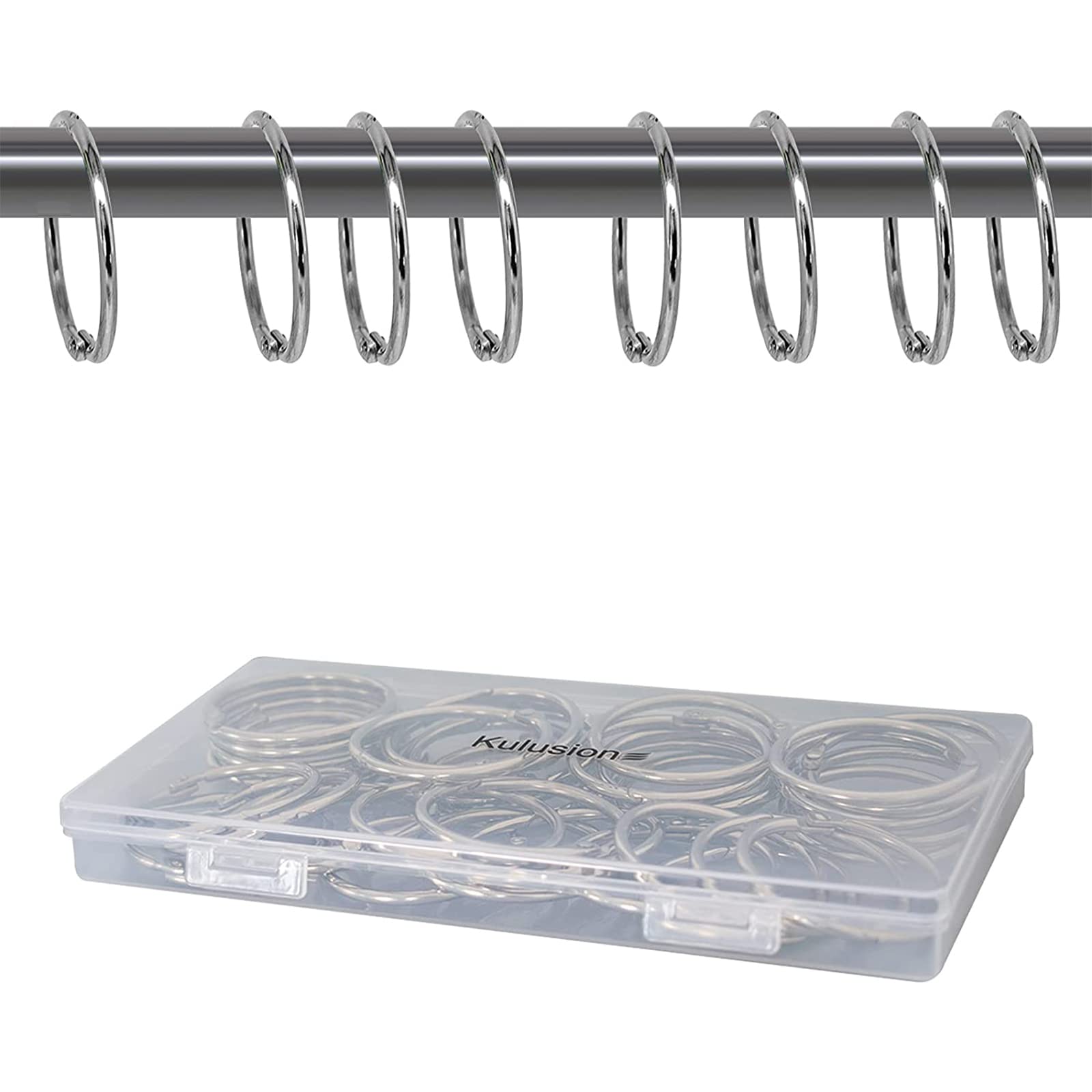 36pcs Shower Curtain Rings, 1.7" Rust-Proof Metal Round Shower Curtain Hooks for Curtains Rod, Changing Room, Windows, Home Decoration, Movable Clasp (Sliver)