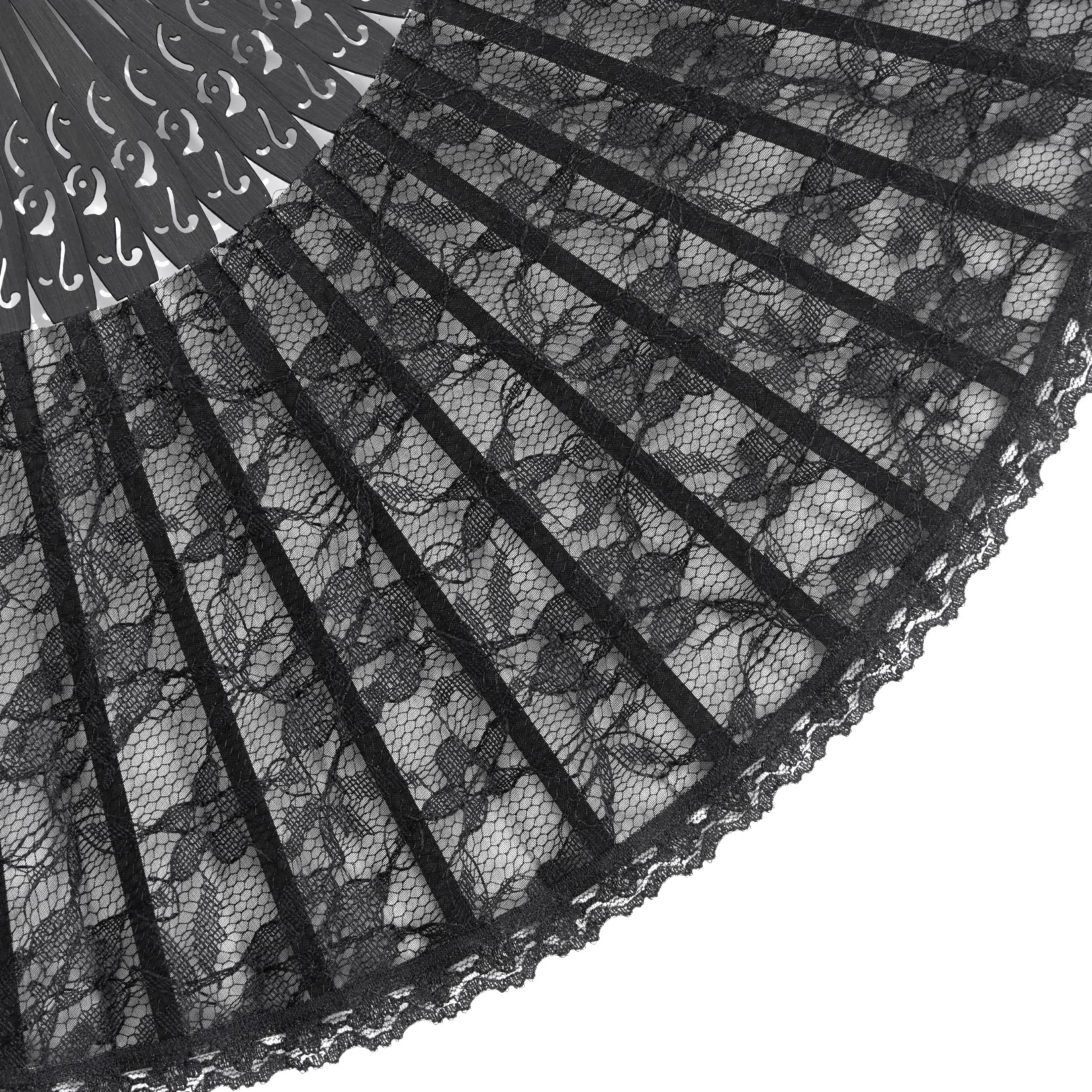 choyaxo Lace Handheld Chinese Folding Fan Bamboo Silk Folding Fan for Women Wedding Decoration Dancing Party, Black