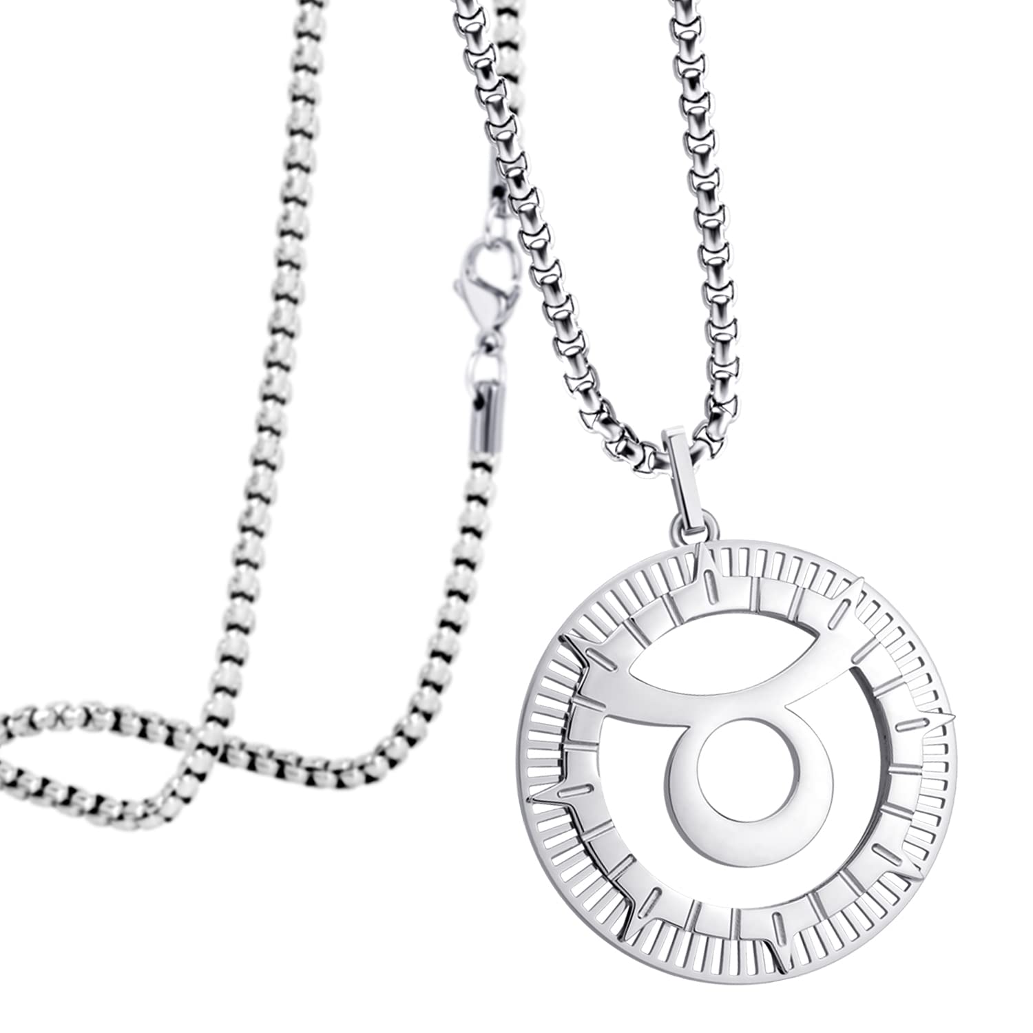555Jewelry Stainless Steel Taurus Necklace for Wife, Horoscope Constellation Necklaces for Women â& Ladies, Zodiac Sign Pendant for Men, Astrology Necklace for Her, 18 Inch, Silver