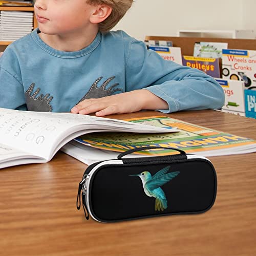 Hummingbird Printed Pencil Case Bag Stationery Pouch with Handle Portable Makeup Bag Desk Organizer