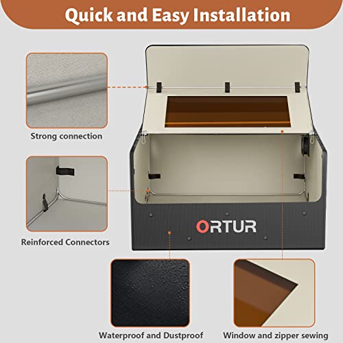 ORTUR Laser Engraver Enclosure, Fireproof and Dustproof Protective Cover with Exhaust Fan for All ORTUR Laser Engravers, Insulates Against Smoke and Odor, Noise Reduction, 700x720x370mm