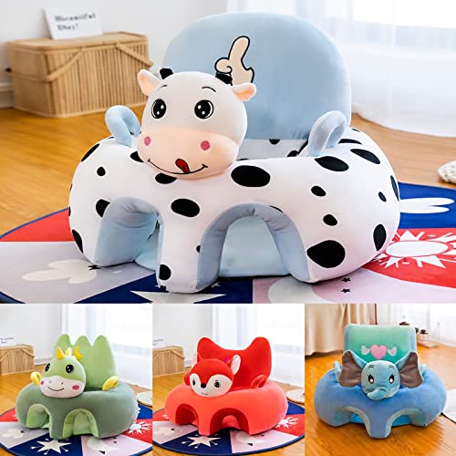 Baby Sitting Chair Cover Animal Shaped Kids Learning Sitting Chair Cover Support Sofa Infant Plush Seats Baby Sofa Seat Cover for Toddlers.(Only Cover) (D)