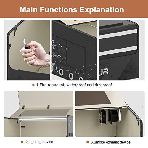 ORTUR Laser Engraver Enclosure, Fireproof and Dustproof Protective Cover with Exhaust Fan for All ORTUR Laser Engravers, Insulates Against Smoke and Odor, Noise Reduction, 700x720x370mm
