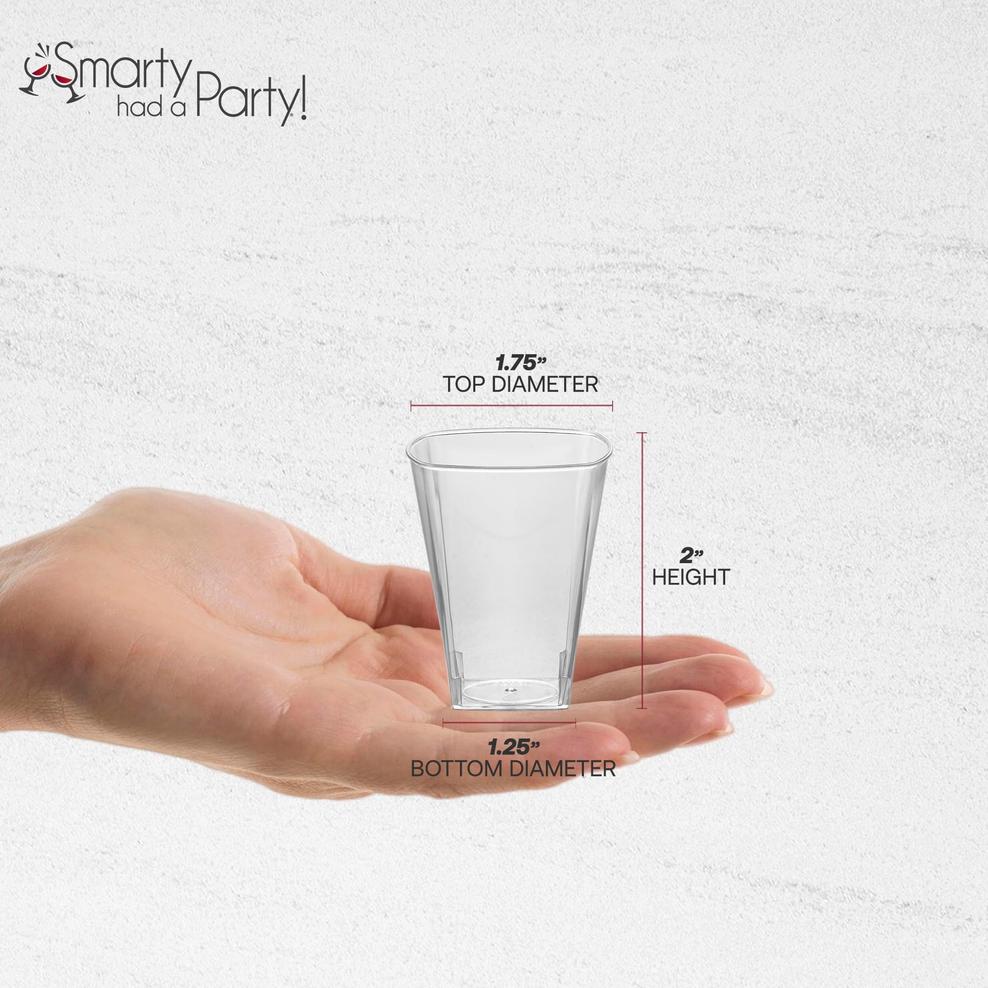 Smarty Had A Party 2 oz Clear Plastic Shot Glasses – Set of 500 Disposable Shot Glasses for Parties, Weddings, and Events – Bulk Plastic Shot Cups