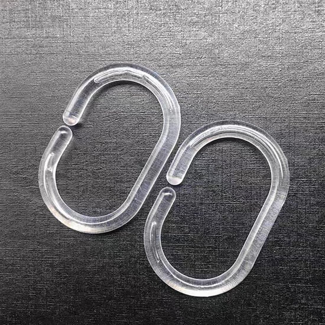 Resze 24 PCS Shower Curtain Rings, Plastic Clear Shower Curtain Hooks, C-Shaped Rings Hook Hanger Bathroom Shower Window Rod