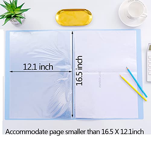 HADZLPOY Painting Storage Book 40 Clear Pockets Sleeves Protectors Art Portfolio Book,A3 Album information folder storage bag 30 x 40 cm Painting Presentation (Can Accommodate 16.5 X 12.1inch) (Blue)