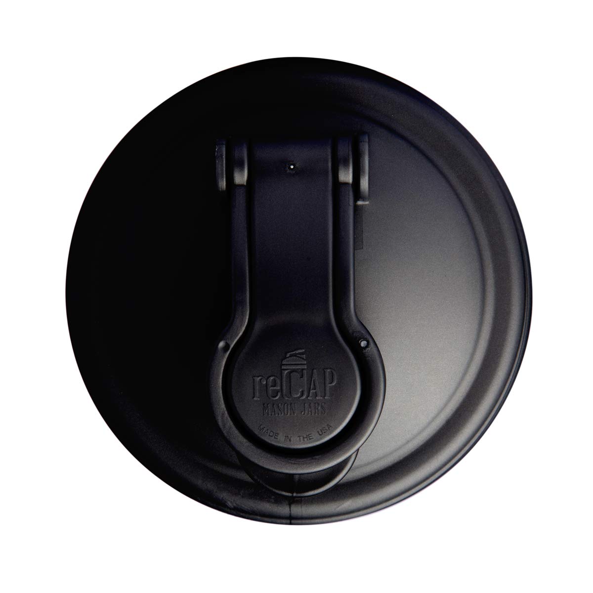 reCAP Mason Jar Pour Cap and Drinking Lid | 3 Pack | Black | Regular Mouth | Made in the USA | Leak-proof | No-break material