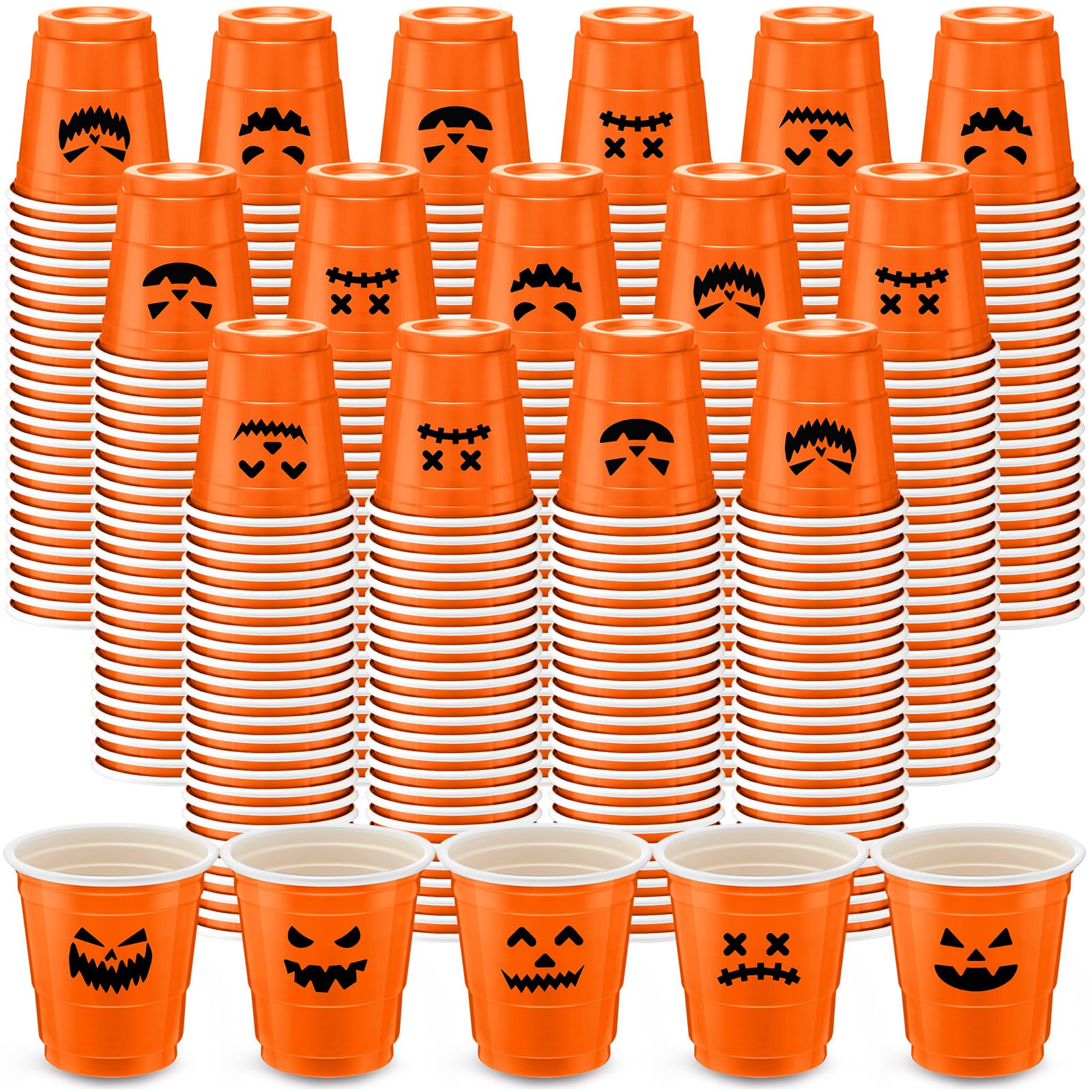 Lounsweer 100 Pcs Halloween Plastic Glasses Cups 2 Oz Disposable Cups Grimace Mini Party Plastic Glasses for Halloween Birthday Tasting Serving Samples Cups, Orange