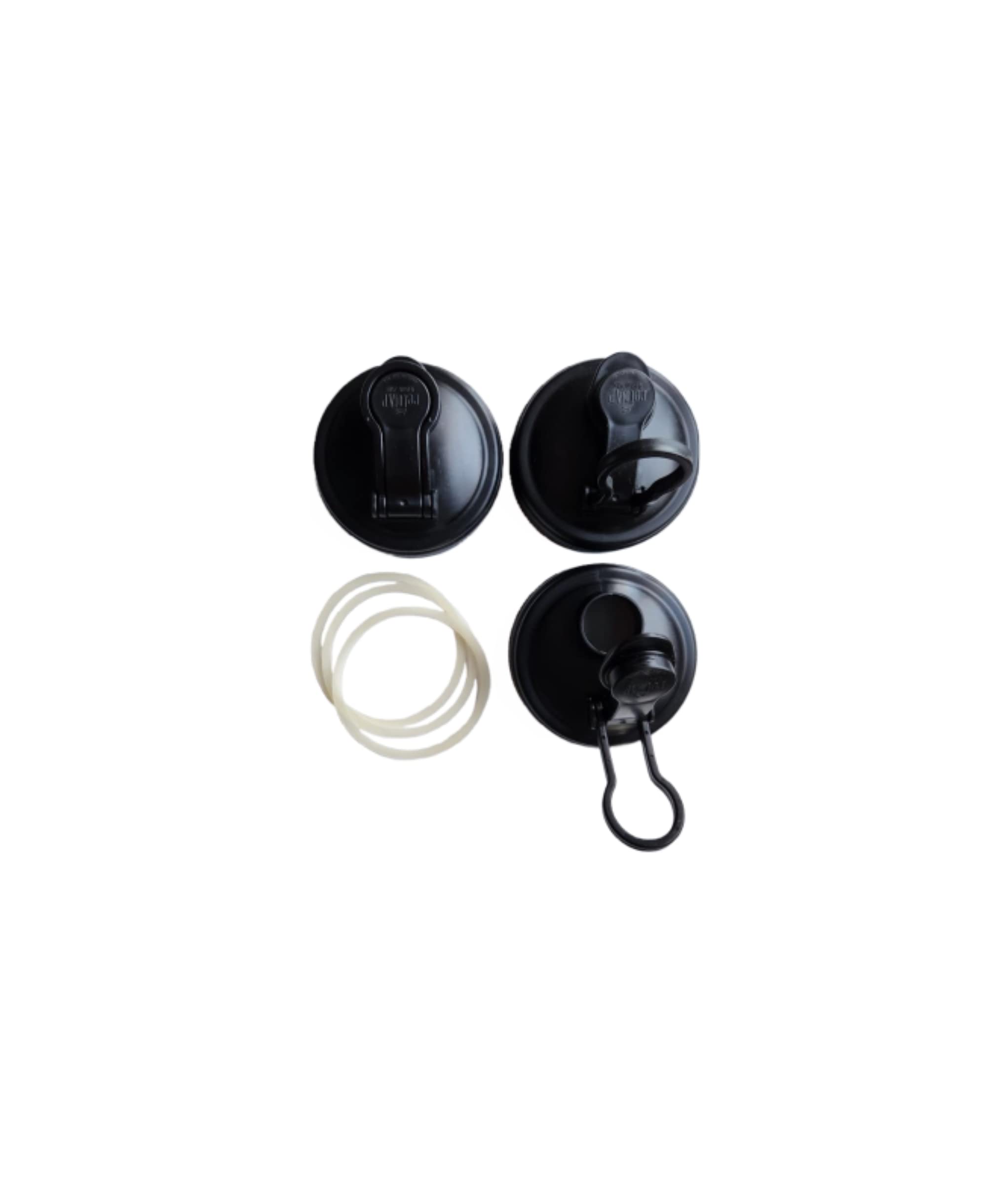 reCAP Mason Jar Pour Cap and Drinking Lid | 3 Pack | Black | Regular Mouth | Made in the USA | Leak-proof | No-break material