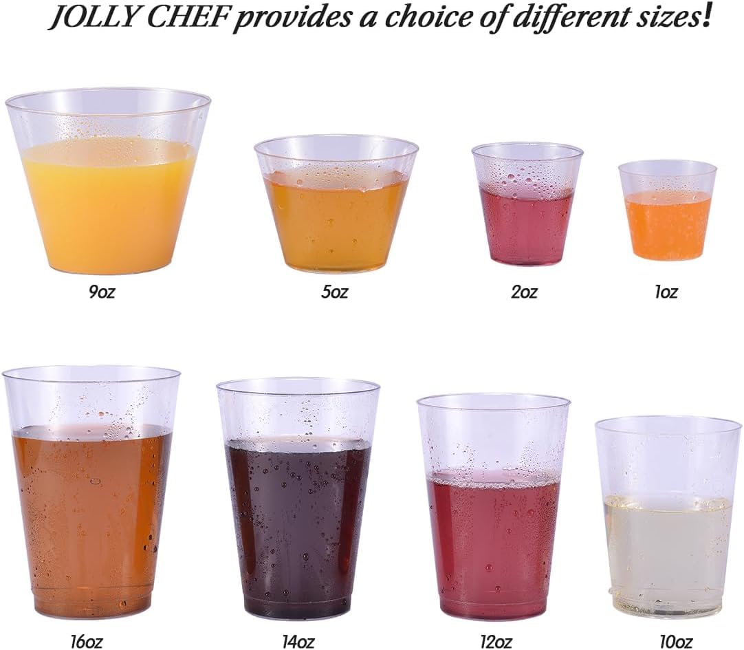JOLLY CHEF 500 Plastic Shot Glasses 2 oz Disposable Cups 2 Ounce Plastic Shot Cups Ideal Plastic Tumbler Perfect for Halloween, Thanksgiving, Christmas Party