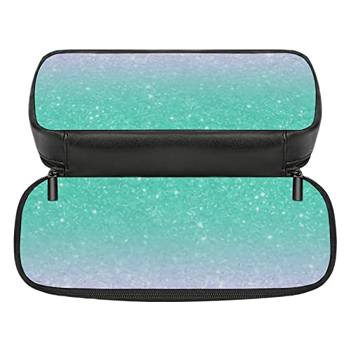 Mermaid Lavender Pattern Pencil Case PU Leather Pencil Pen Bag Large Capacity Pen Box Pencil Pouch Makeup Bag with Zip