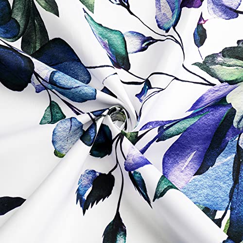 Gibelle Spring Floral Shower Curtain for Bathroom, Watercolor Green Eucalyptus Leaves Plant Shower Curtain Set with Hooks, Washable Polyester Fabric 72x72 Inch