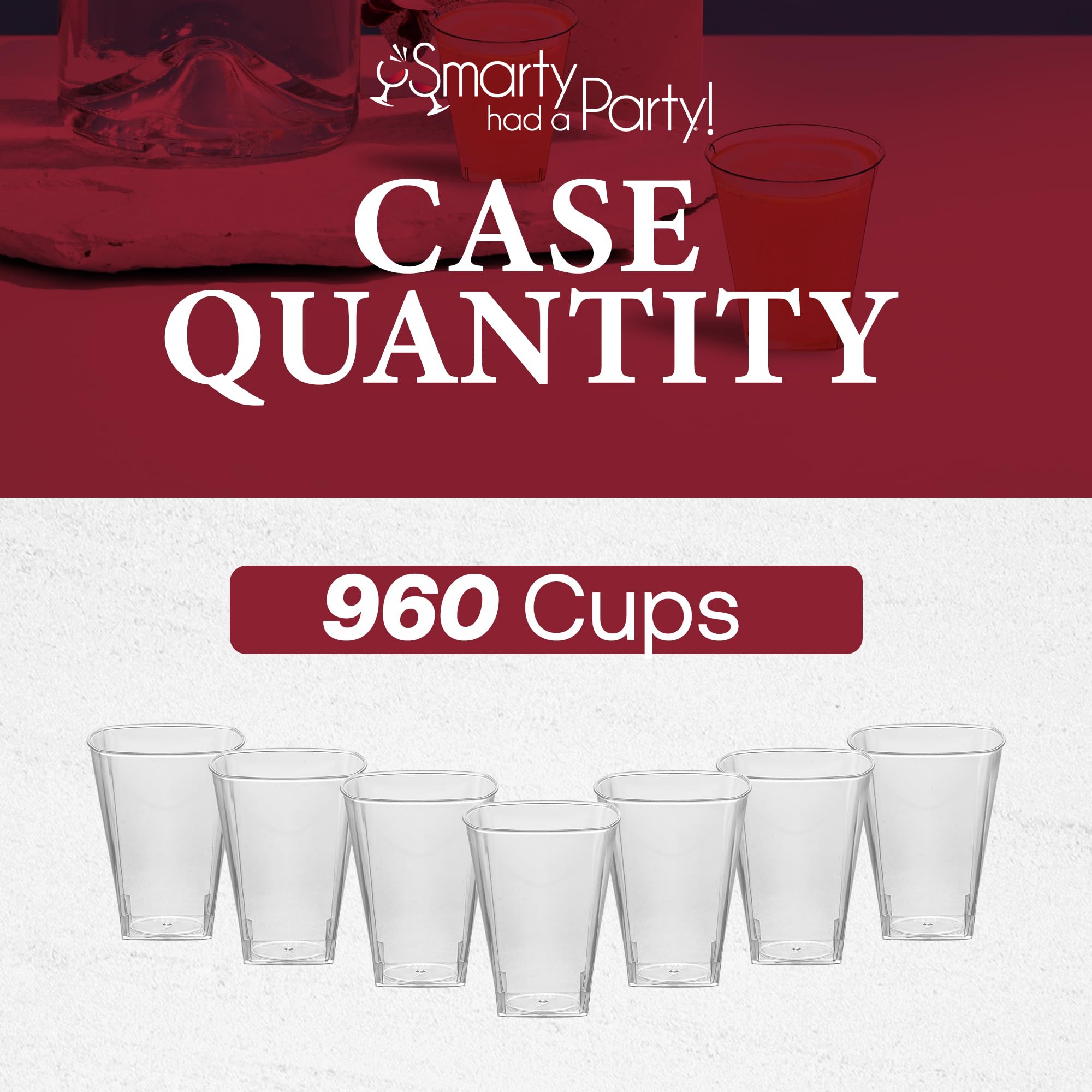 Smarty Had A Party 2 oz Clear Plastic Shot Glasses – Set of 500 Disposable Shot Glasses for Parties, Weddings, and Events – Bulk Plastic Shot Cups