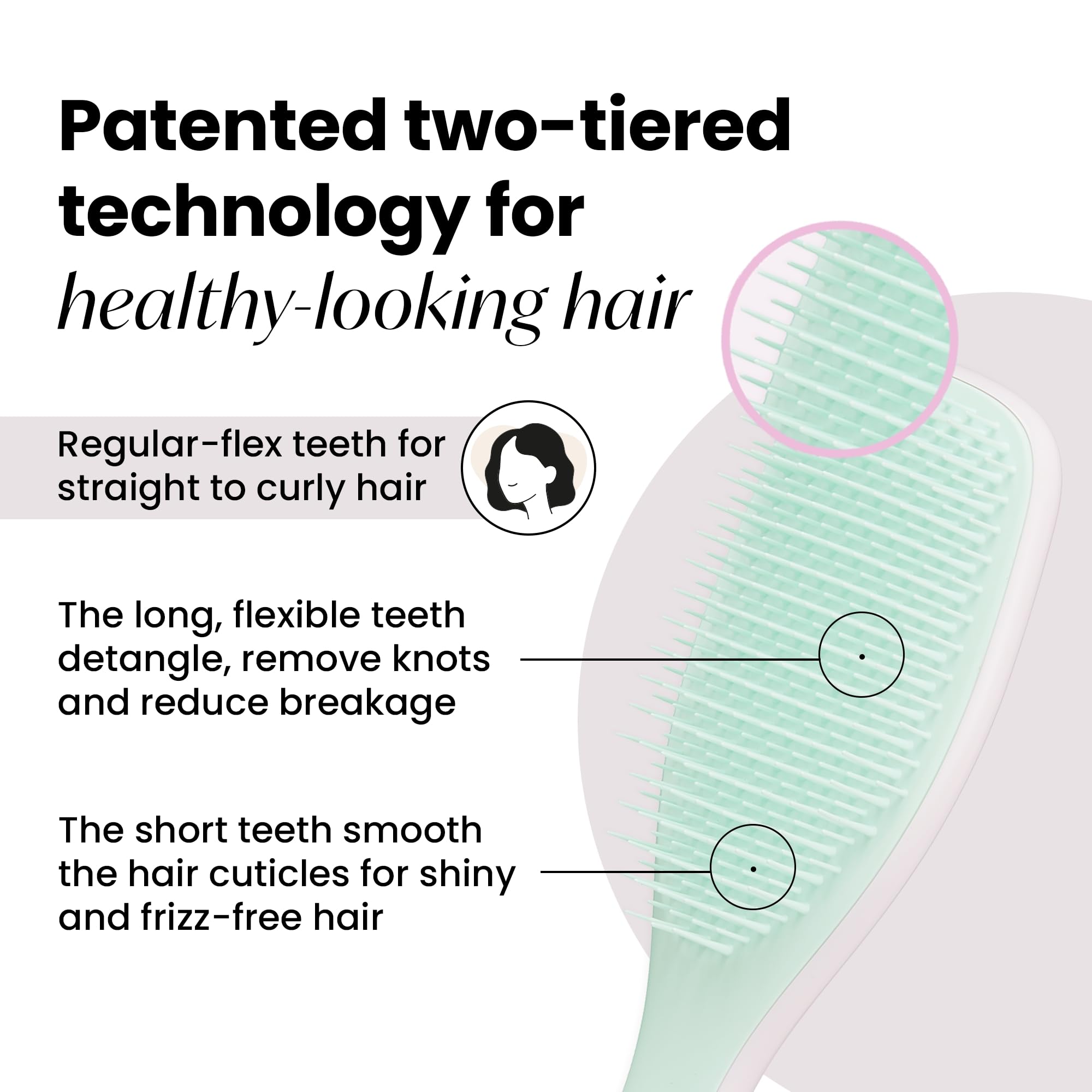 Tangle Teezer Ultimate Detangler Hairbrush for Wet & Dry Hair, Eliminates Knots & Reduces Breakage for All Hair Types, Baby Pink & Mint