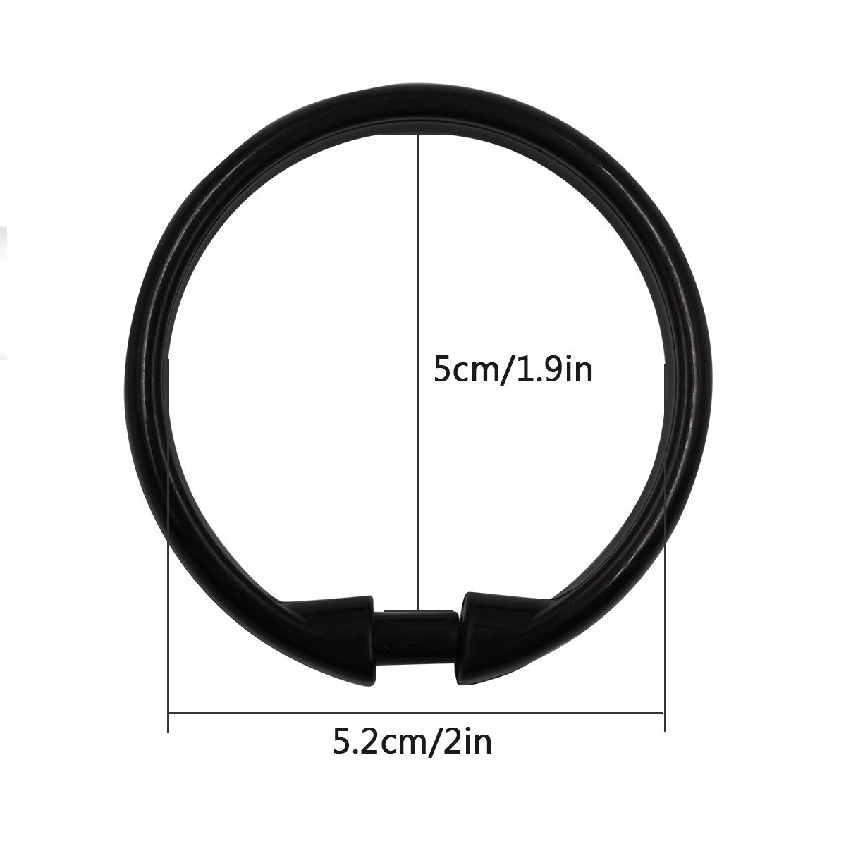 Qulable Shower Curtain Rings-12 Pack- Plastic Shower Curtain Hooks O-Shaped Rings Hook Glide Easily on Bathroom Shower Rod(Black)