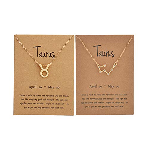 Taurus Zodiac Necklace - Gold Taurus Gift for Birthday or Christmas