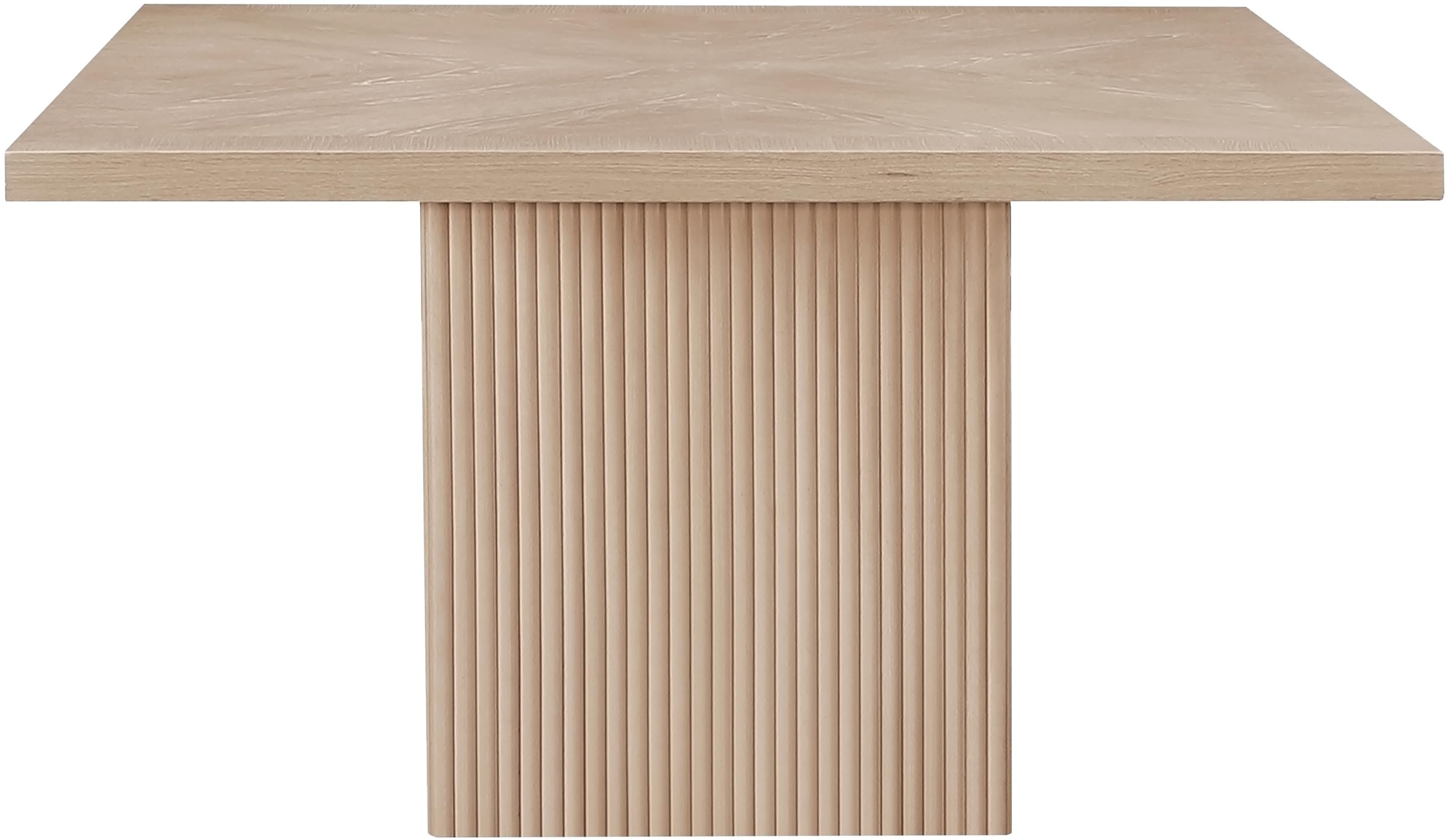Meridian Furniture 729Oak-T Belinda Collection Mid-Century Modern Dining Table, Solid Wood Base, Natural Finish Oak Wood Veneer MDF Top, Square Top, Fluted Base, 54" W x 54" D x 31" H, Oak