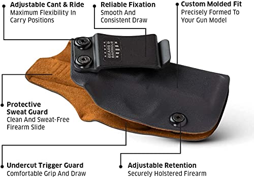Gears and Barrels Kydex Leather Holster for Taurus GX4 - IWB Concealed Carry with Adjustable Retention and Leather Lining - Right Hand