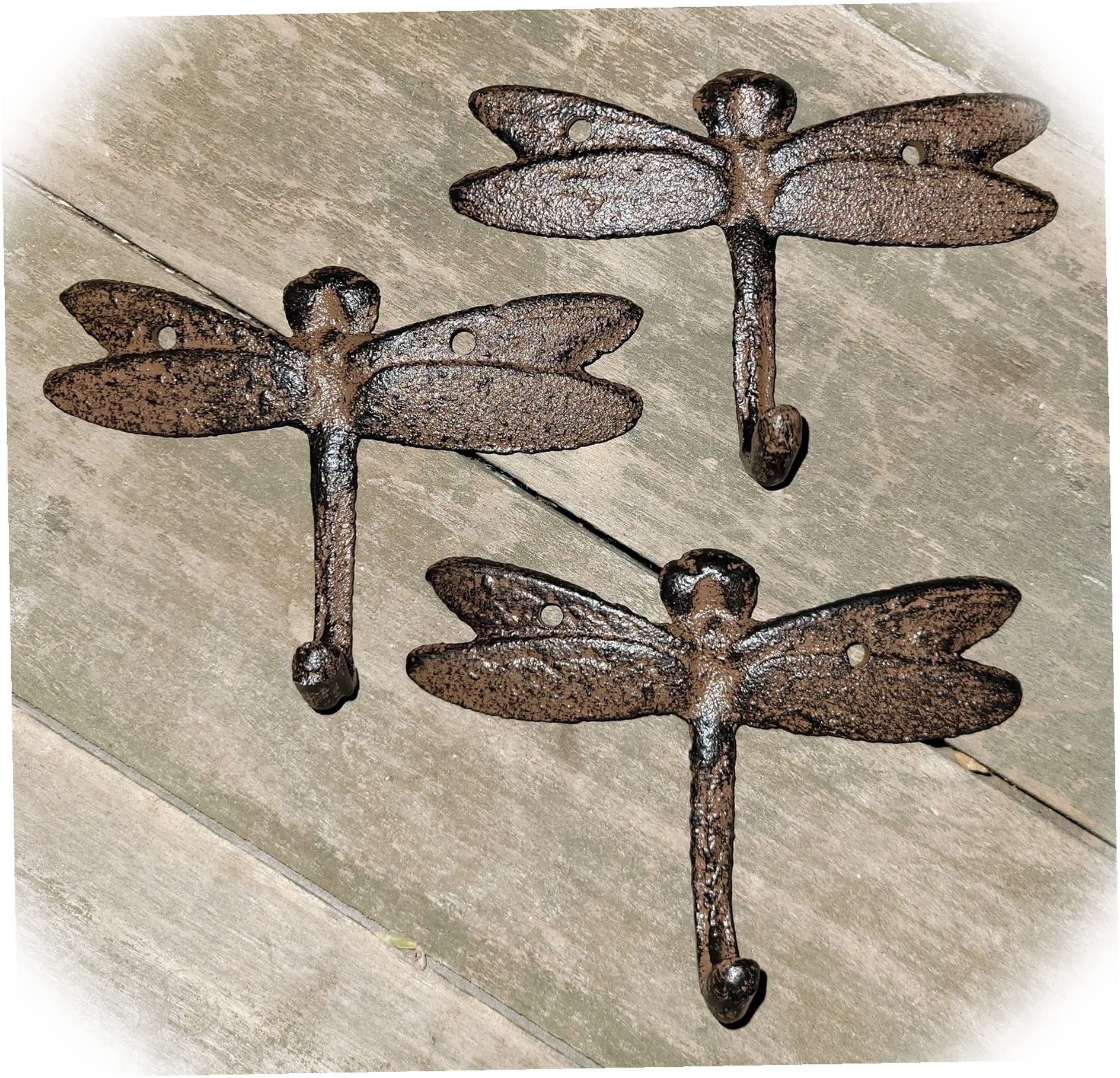 New 12 Cast Iron Dragonfly Towel Hanger Coat Hat Hooks, Key Rack Garden Hook Timeless Elegant Decorative Indoor/Outdoor Cast Iron Decor XLIM0S01168