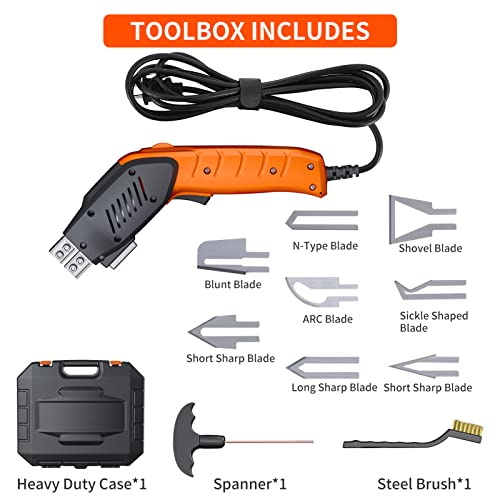 RONGTER Electric Hot Knife Air-cooled Rope Fabric Foam Cutter with 8 Blades Hot Knife, Foam Cutter Cutting Tool for Cloth Ropes Belts Net Tube Foam Board Kt Board Leather Canvas