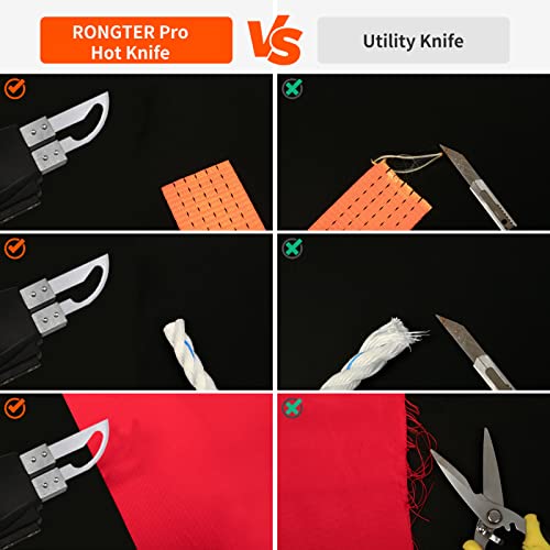 RONGTER Electric Hot Knife Air-cooled Rope Fabric Foam Cutter with 8 Blades Hot Knife, Foam Cutter Cutting Tool for Cloth Ropes Belts Net Tube Foam Board Kt Board Leather Canvas