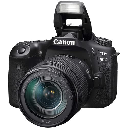 Canon EOS Rebel 90D DSLR Camera with 18-135mm+Commander Starter Kit+Lens Filters+Backpack+LED Light+Software+Shot-Gun Microphone+2x64Memory Cards+Tripod (33PC) (Renewed)