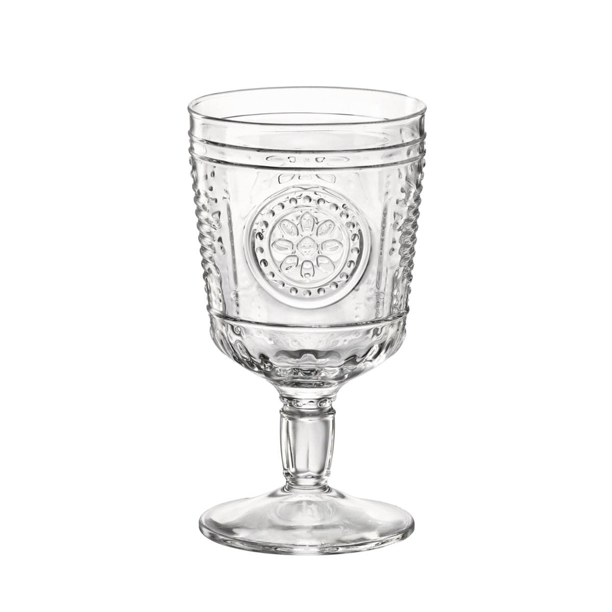 Bormioli Rocco Romantic (Set Of 6) Stemware Glasses, 10.75 Oz. Clear Crystal Glass, Made In Italy.